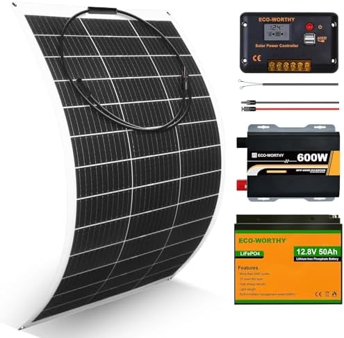 Amazon.com : ECO-WORTHY 130 Watt 12V Flexible Complete Solar Panel ...