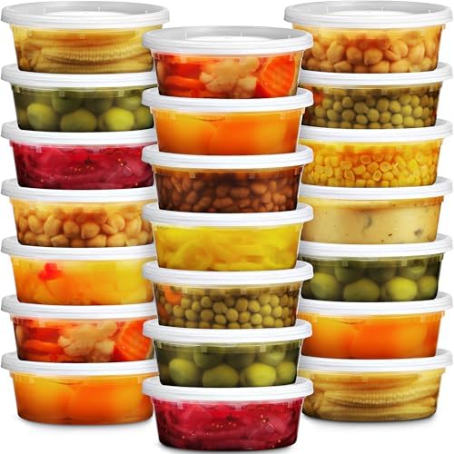 Deli Food Containers with Lids - 8 oz 60 Sets- Ideal for Food, Snacks ...