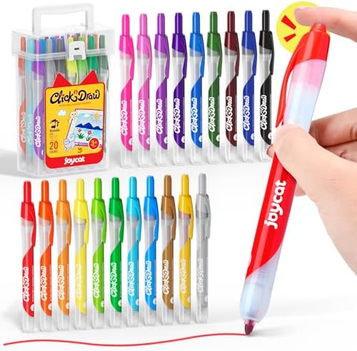 JoyCat Click Washable Markers for kids with Retractable Tips,20 Colors ...