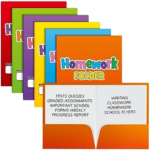 Amazon.com : Pack of 60 Homework Folders for Students Bulk A4 Two ...