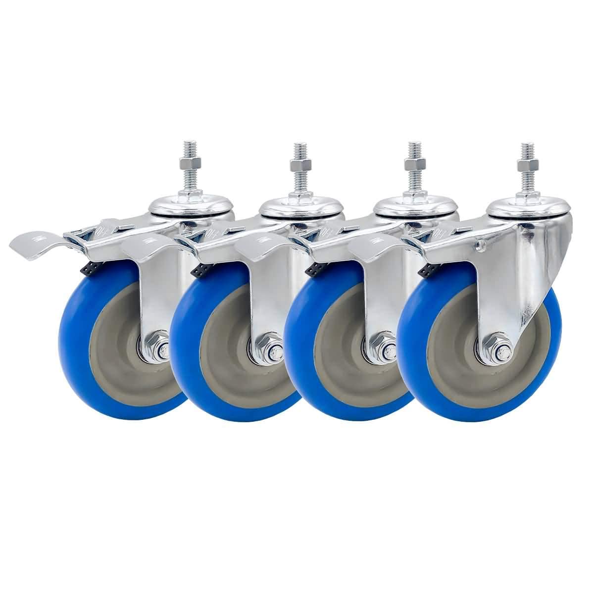 FactorDuty 5 Inch Heavy Duty Blue Caster Wheel with Brake Dual Locking ...
