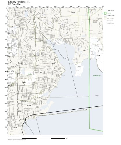ZIP Code Wall Map of Safety Harbor, FL ZIP Code Map Not Laminated ...