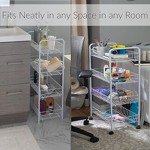 Snapklik.com : 4 Tier Rolling Storage Cart Wheels For Mobility ...
