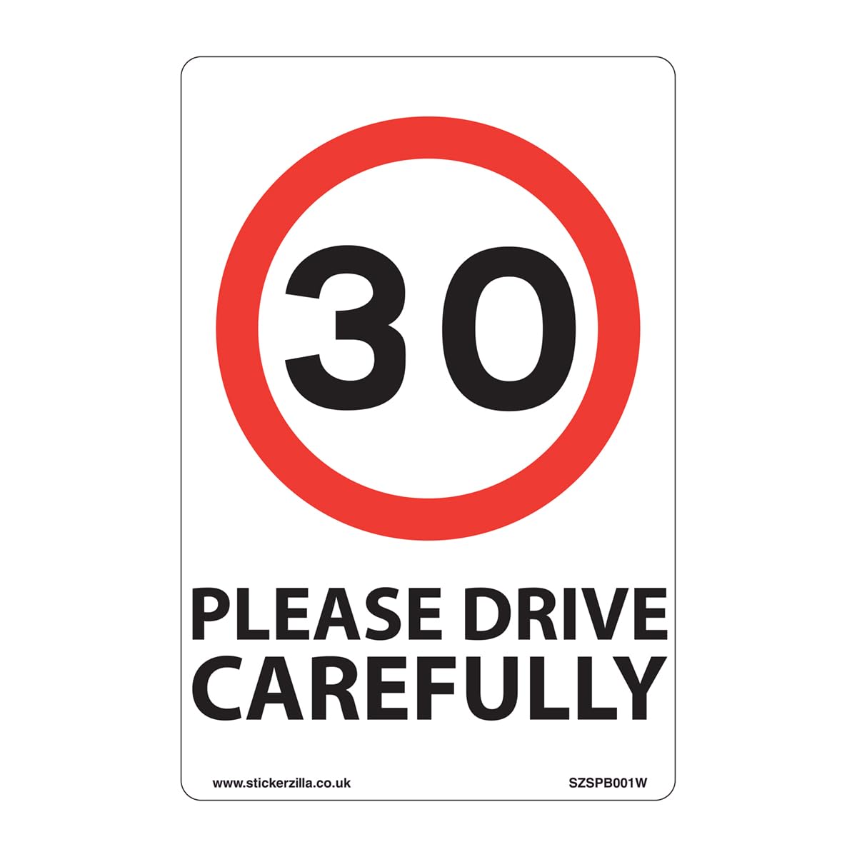 30 Mph Speed Signs - Vinyl Stickers, [A4, 3 X Pack, White Background ...