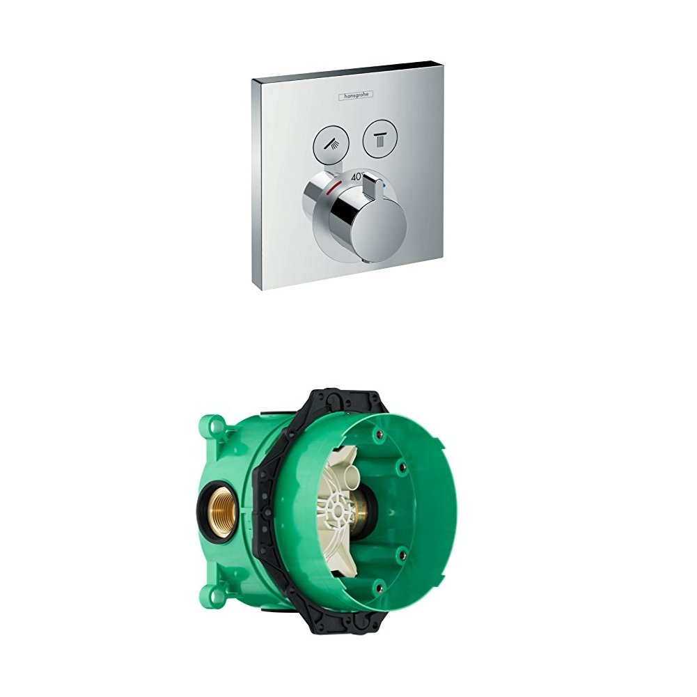 hansgrohe ShowerSelect thermostatic mixer for 2 outlets, chrome and ...
