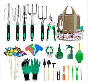 Amazon.com : Garden Tool Set, Heavy Duty Aluminum Gardening Tools, Ergonomic Non-Slip Hand Tools ...