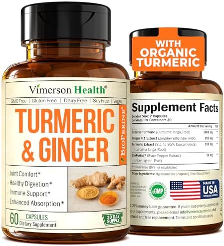 Amazon.com: Tumeric and Ginger with Black Pepper - Natural Turmeric Curcumin Joint Support ...