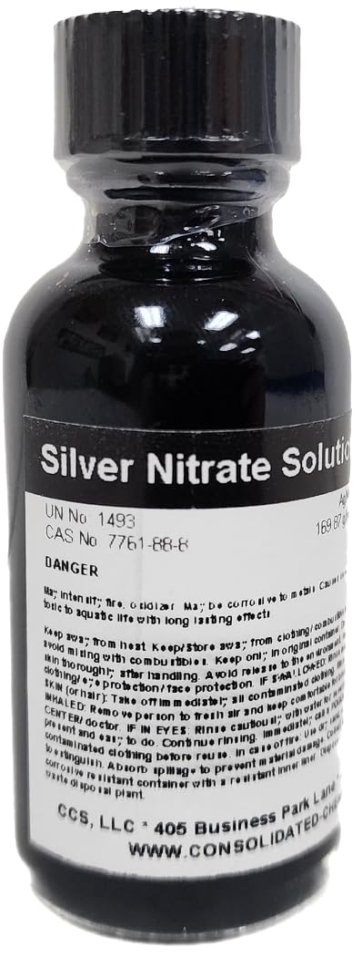 Silver Nitrate Solution, 0.1M, 60mL, High Purity Reagent, CCS: Amazon ...