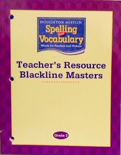 Houghton Mifflin Spelling and Vocabulary: Teacher's Resource Blackline Masters Grade 3: Shane ...