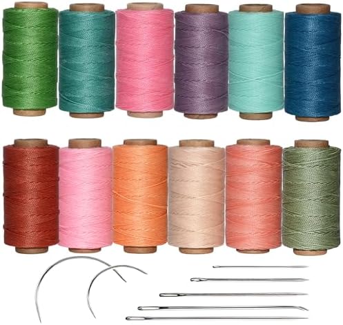 Amazon.com: KIVISIN 0.55mm Round Waxed Thread 76 Yards Each, 12 Color ...