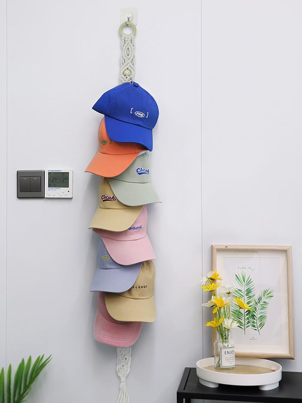 Amazon.com: Macrame Hat Hangers for Wall Holds up to 12 Caps, 60 Inch ...