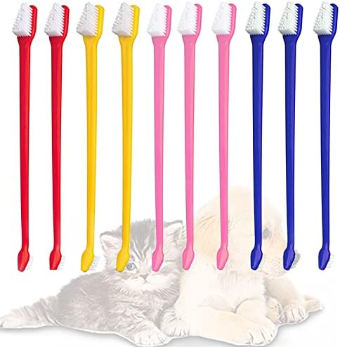 10pcs Dog Toothbrush, DKDDSSS Long Handle Double Head Dog Toothbrushes ...