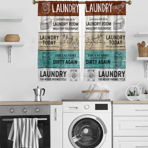 Amazon.com: Laundry Room Curtains for Windows,Vintage Farmhouse Rustic ...