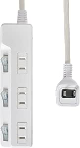 Amazon.co.jp: エルパ(ELPA) 耐雷SW付タップ AC125V 15A 3個口 LEDランプ仕様 独立スイッチ 雷から接続機器を守る耐雷サージ付 WLK-35S(W ...