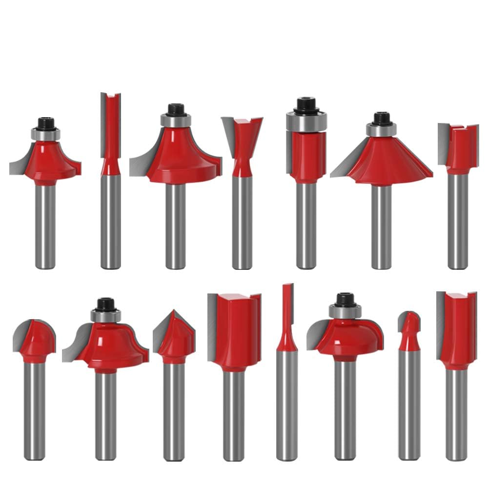 Yakamoz 15 Pieces 1/4 Inch Shank Tungsten Carbide Router Bit Set ...