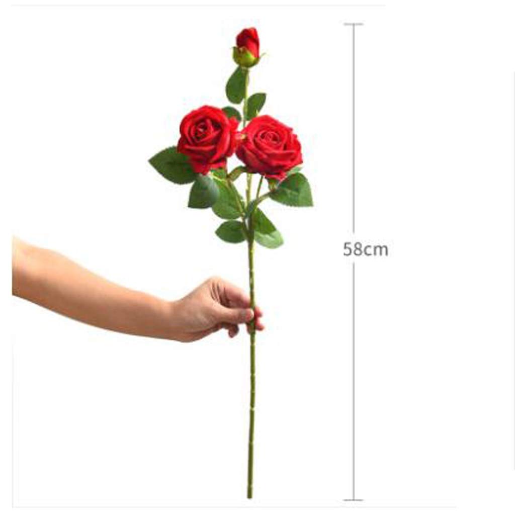 LCCL Silk Rose 17" Artificial Flowers As Natural - 1,Red: Amazon.co.uk ...