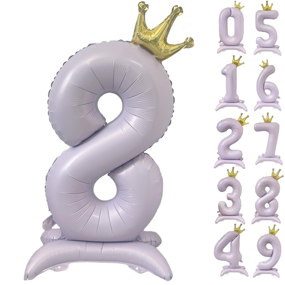 Amazon.com: 42 Inch Purple Number Balloon Light Purple Crown Balloon 0 ...