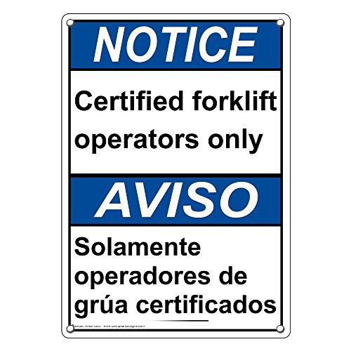 Weatherproof Plastic Vertical ANSI Notice Certified Forklift Operators ...