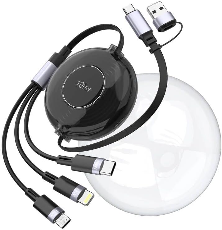 Amazon.com: 4FT Multi Charging Cable 100W Retractable USB C 3-in-1 ...