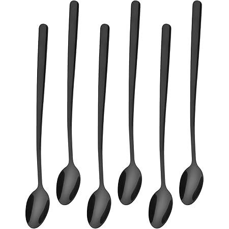 Black Long Handle Spoon, Coffee Stirrers, Premium Stainless Steel ...
