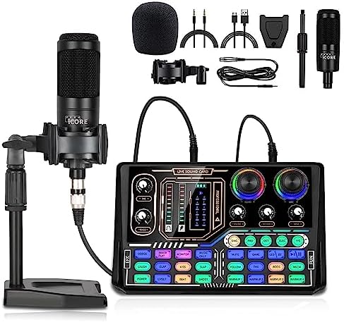 Amazon.com: Podcast Equipment Bundle USB Audio Interface with Mixer ...