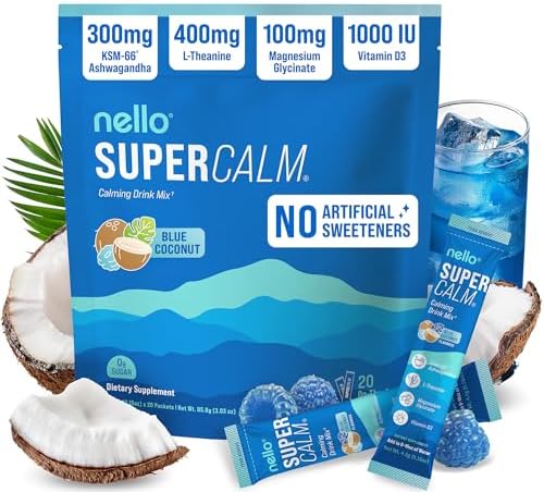 Amazon.com: Nello Supercalm Drink Mix with Magnesium Glycinate, KSM 66 ...
