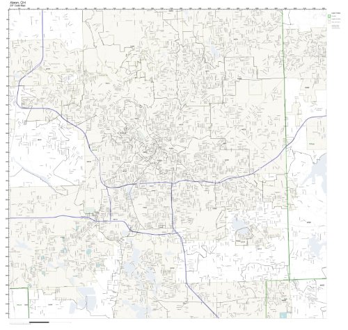Amazon.com : ZIP Code Wall Map of Akron, OH ZIP Code Map Not Laminated ...