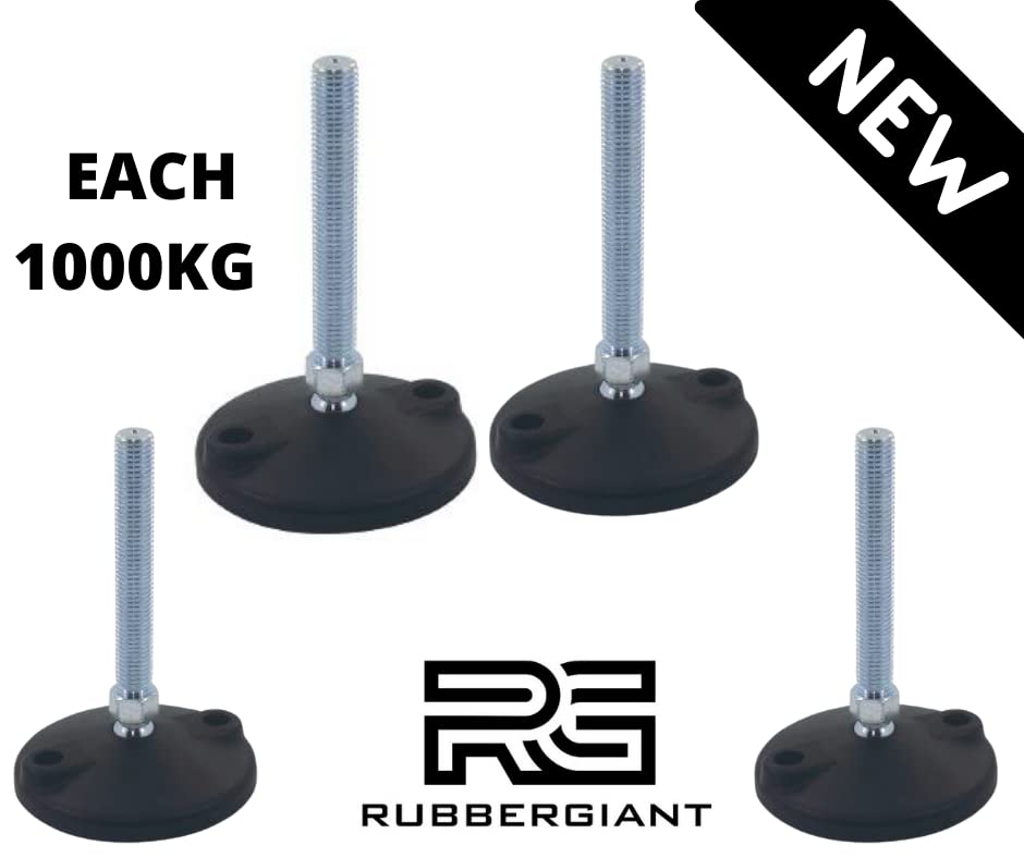 RUBBERGIANT Adjustable Feet M12 x 100mm – Diameter/Base 105mm – Pack of ...
