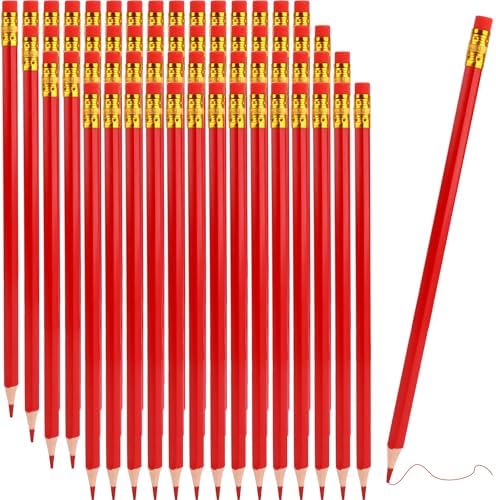Amazon.com : 60 Pcs Red Pencils with Eraser Pre Sharpened Hexagon ...