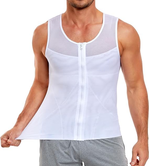 Men Body Shaper, Slimming Vest, Tight Tank, Top Gynecomasti Compression ...