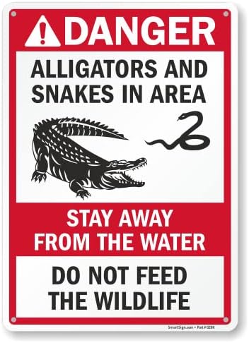 Amazon.com: SmartSign 14 x 10 inch “Danger - Alligators And Snakes In ...