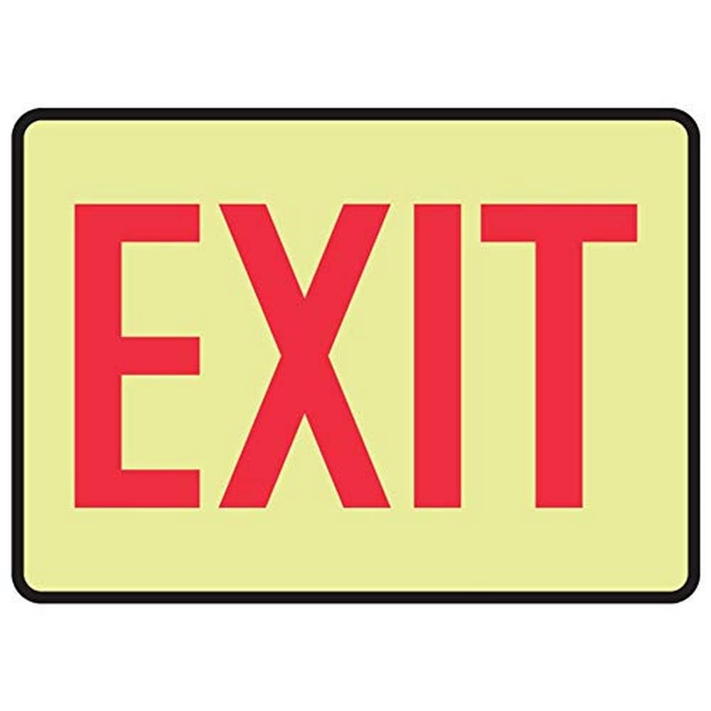 Accuform MADC501GP Glow-in-The-Dark Safety Exit Sign, Standard, Yellow ...