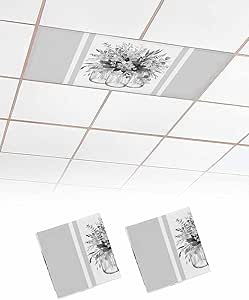 Fluorescent Light Covers for Ceiling Lights 2 Pack, Black Grey ...