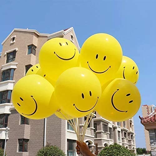YANDY Smiley Printed Yellow Balloons Same Face Expression Latex ...