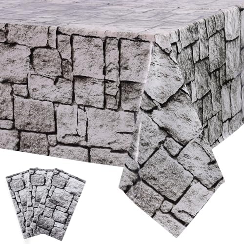 Amazon.com: Preboun Medieval Brick Stone Wall Plastic Tablecloths With ...