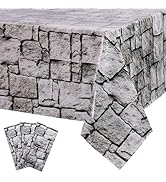 Amazon.com: Kesfey 3 Packs Stone Wall Tablecloths 54 x 108 Inch ...