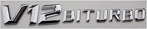 Chrome V12 BITURBO 3D ABS Plastic Car Trunk Rear Letters Badge Emblem ...