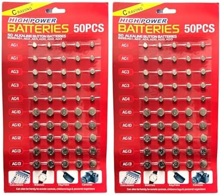 100 Pack Assorted Mixed Alkaline Button Cell Batteries AG1/LR621 | AG3 ...