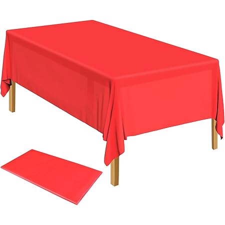 ELECLAND Red Plastic Table Cover 137 x 274 cm Red Plastic Tablecloth ...