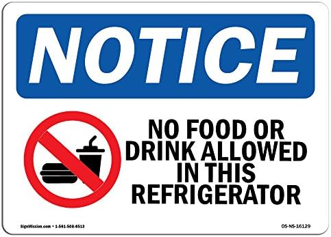Amazon.com: OSHA Notice Signs - Notice No Food Or Drink in This ...