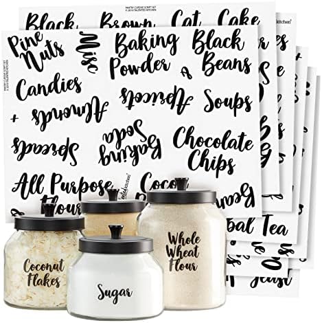 Amazon.com: Zulay 157 Script Kitchen Pantry Labels for Containers ...
