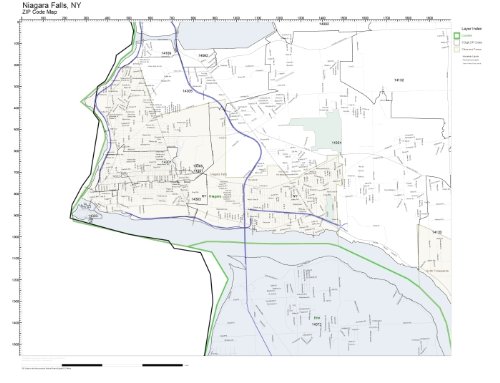ZIP Code Wall Map of Niagara Falls, NY ZIP Code Map Laminated: Amazon ...
