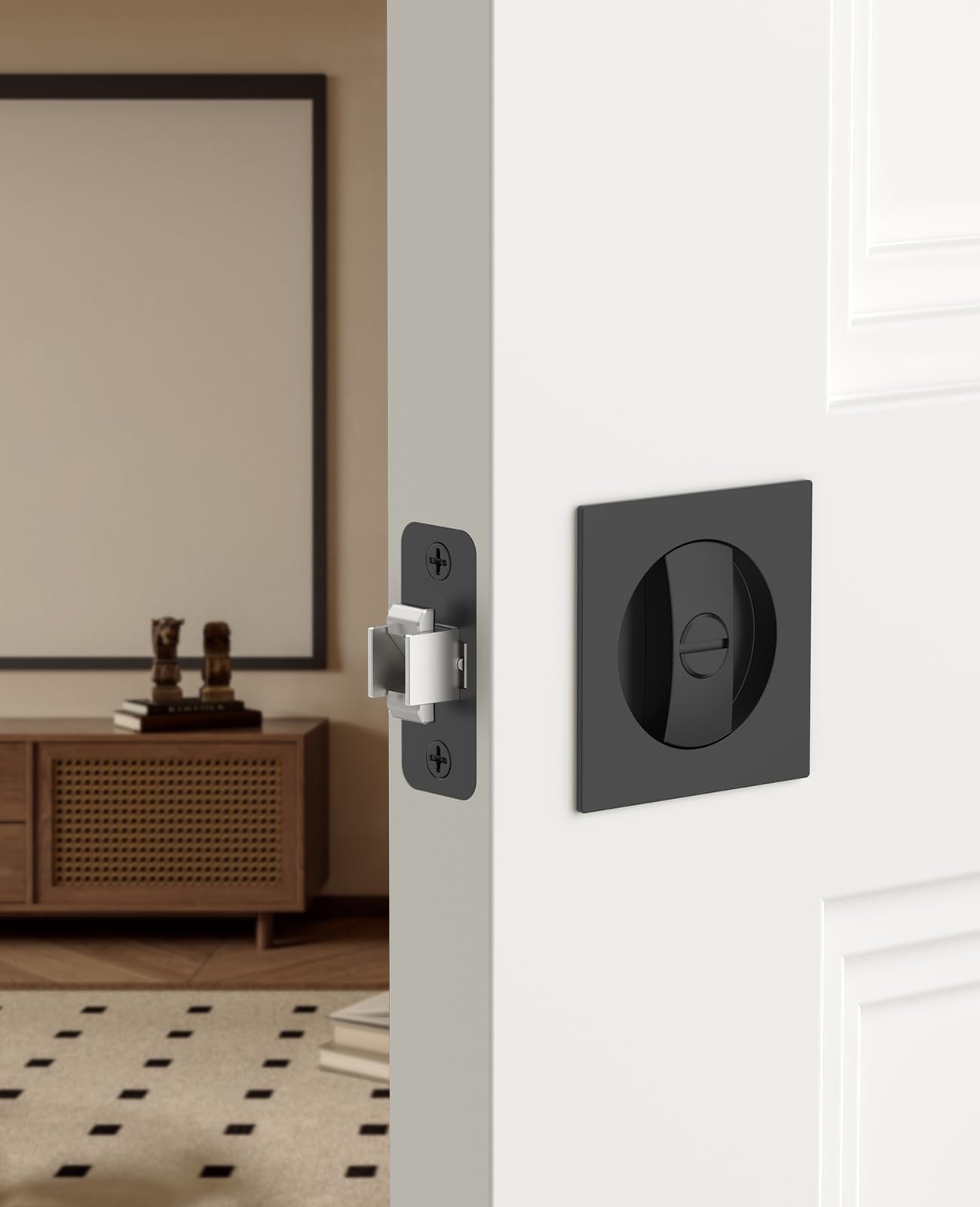 Snapklik.com : Asidrama Matte Black Square Pocket Door Lock, Pocket ...