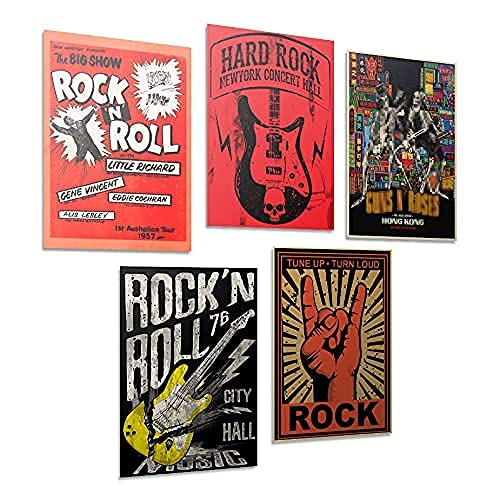 HK Studio Vintage Posters of Rock Music | Self-Adhesive Vinyl Decal ...