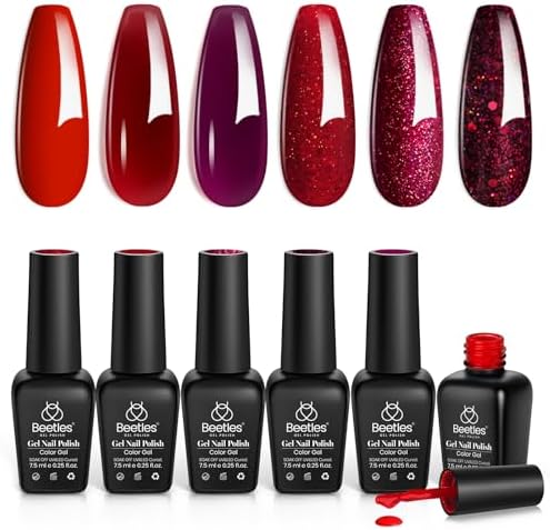 Amazon.com: Beetles Red Gel Nail Polish Set, Poinsettia Kit Dark Red ...