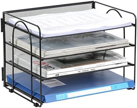 EasyPAG 4 Tier Desktop A4 Mesh Filing Tray Office Desk Tidy File Holder ...