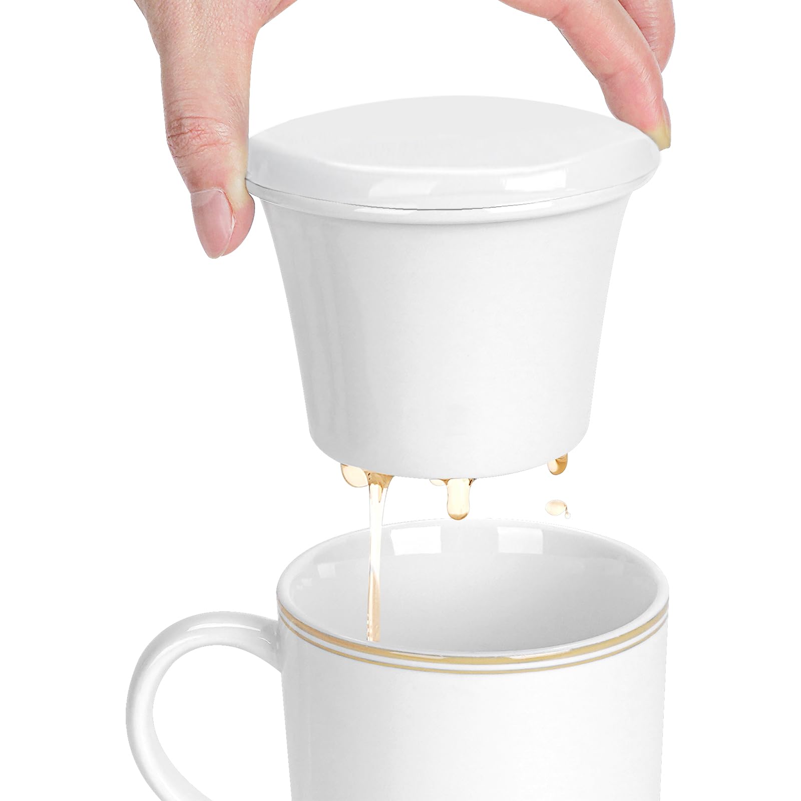 Amazon.com: Linkidea Ceramic Tea Infuser with Lid, Tea Strainer Filter ...