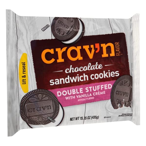 Amazon.com: Crav'n Flavor, Sandwich Cookies, Chocolate, Double Stuffed ...