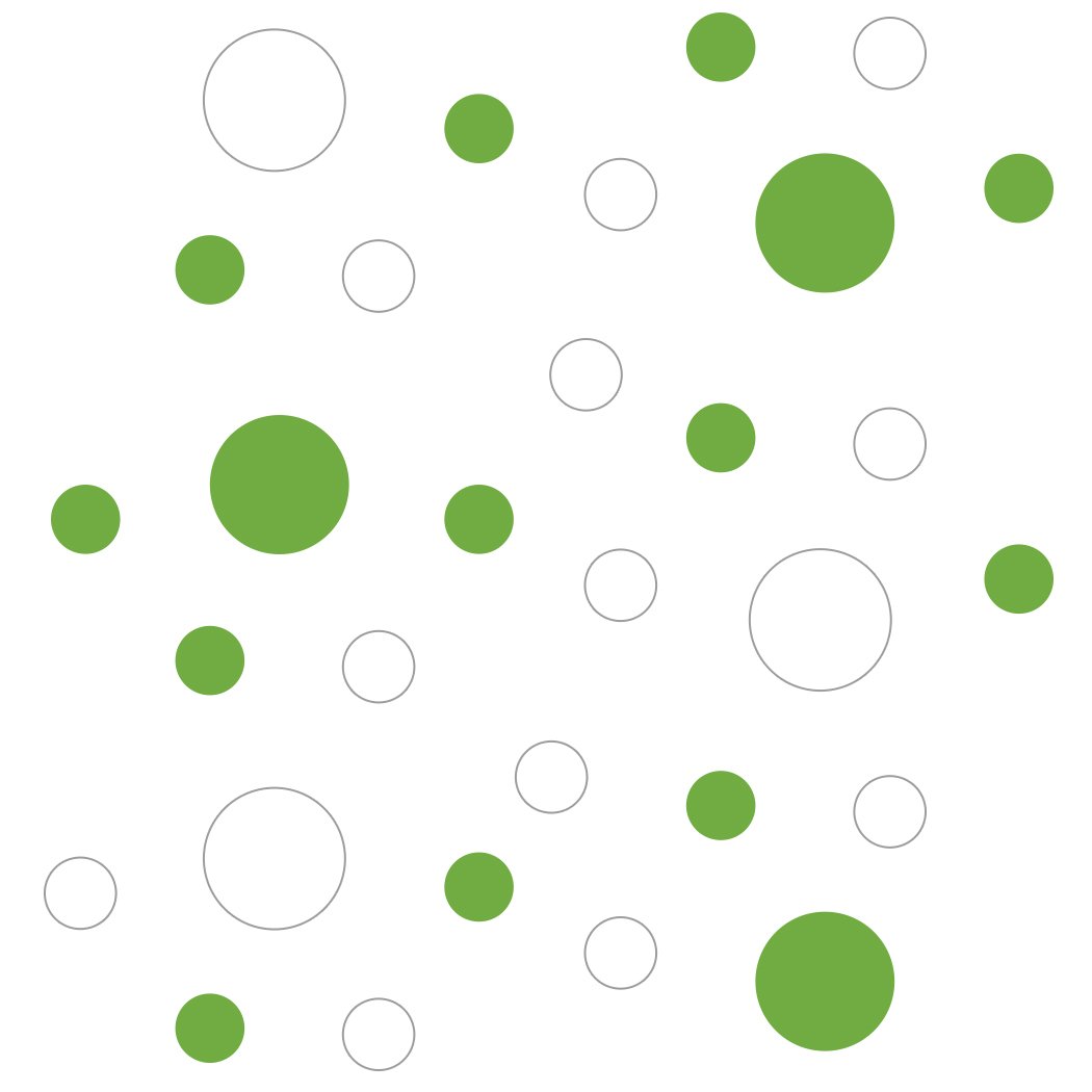 Set of 30 - White/Lime Green Circles Polka Dots Vinyl Wall Graphic ...