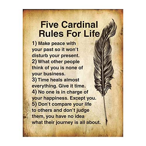 Amazon.com: Five Cardinal Rules For Life - Vintage Inspirational Wall ...